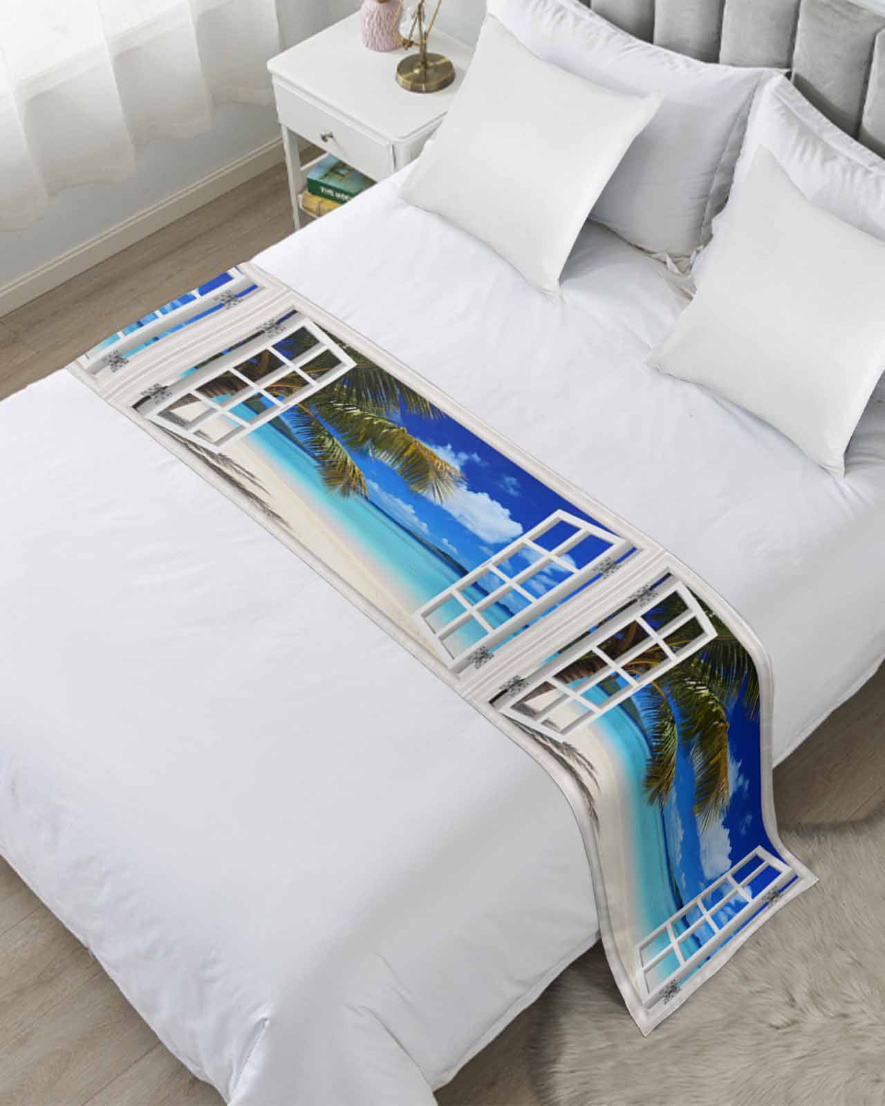 Xipuska Windows Seascape Bed Runners for Queen Size Bed, Decorative Bed ...