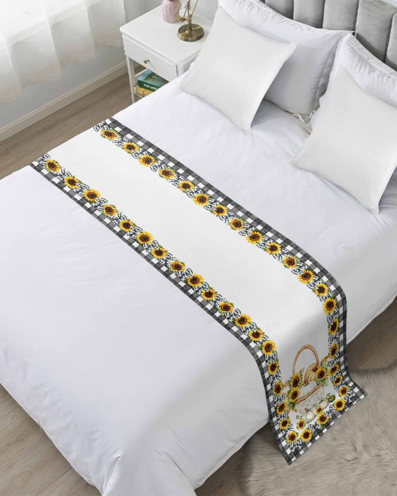 Xipuska Yellow Orange Pumpkin Fall Bed Runners for Twin Size Bed ...