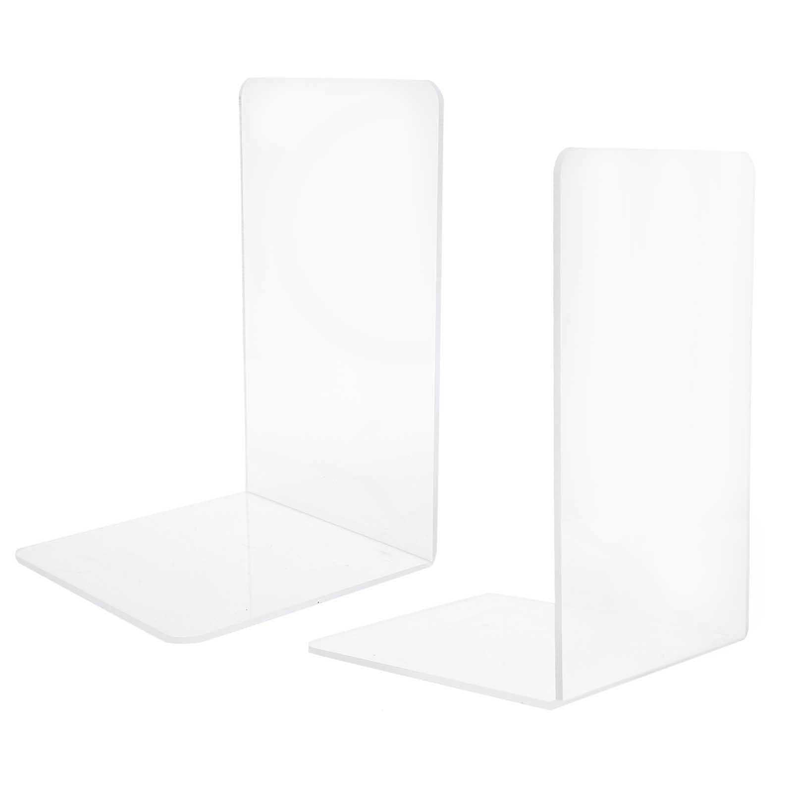 Xirurus 2‑Pack Transparent Acrylic Bookends – L‑Shaped, Durable, Smooth ...