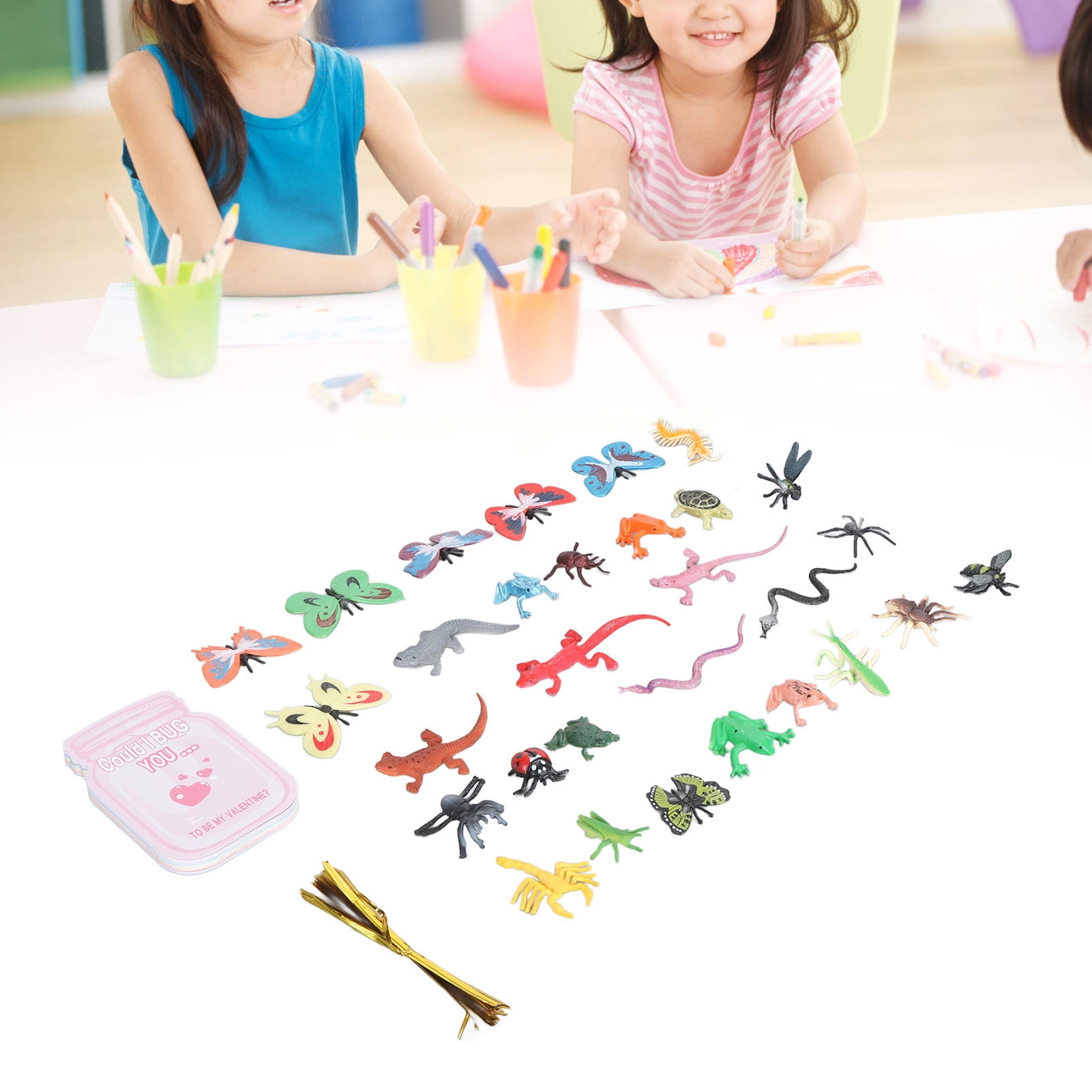 Xirurus 30-Card Valentine Bug Gift Set with Butterfly & Bee Decorations ...