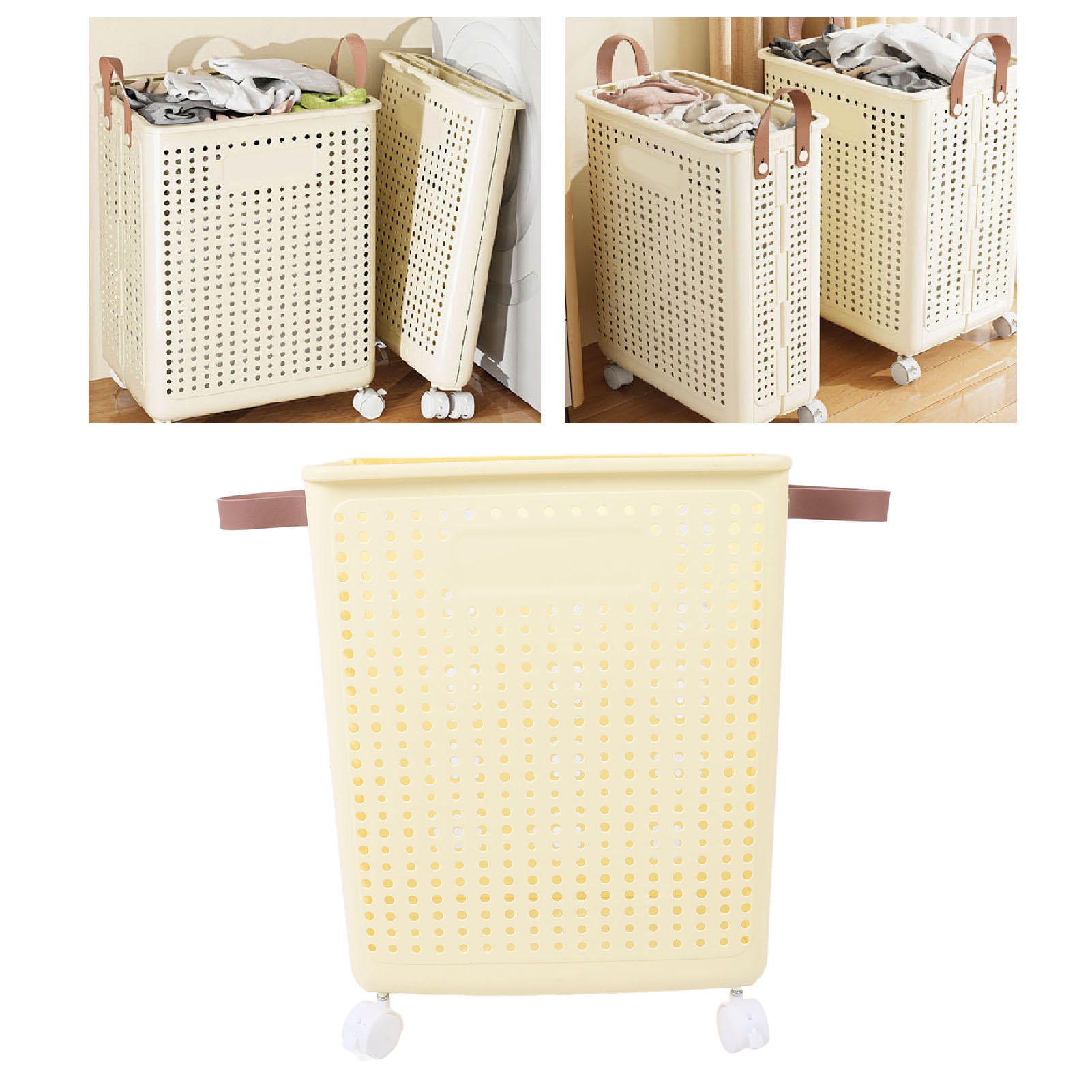 Xirurus Laundry Hamper with Wheels, Foldable Rolling Laundry Basket ...