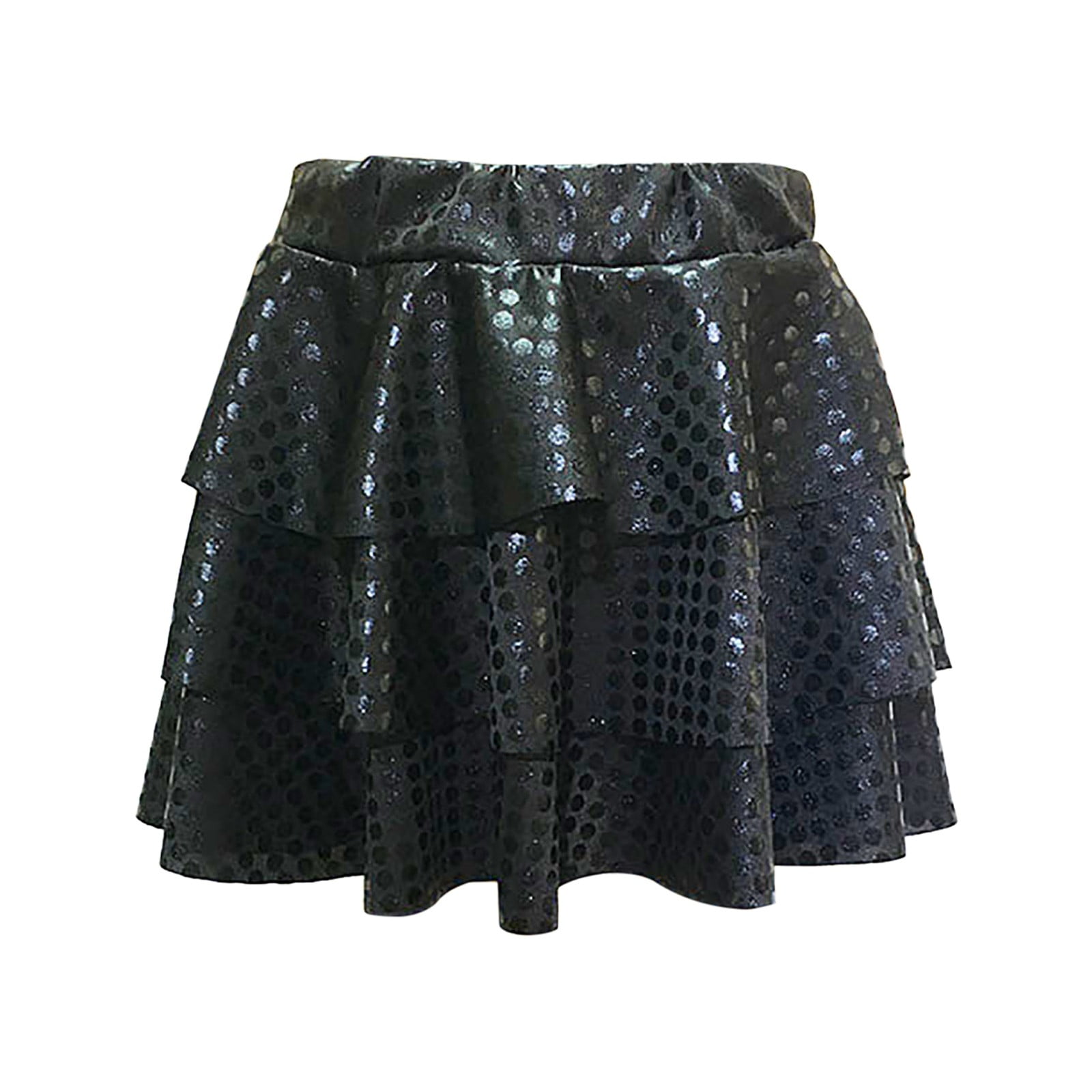 Xiuong Girl Sparkly Metallic Mini Skirt Princess Teen Disco Dance ...