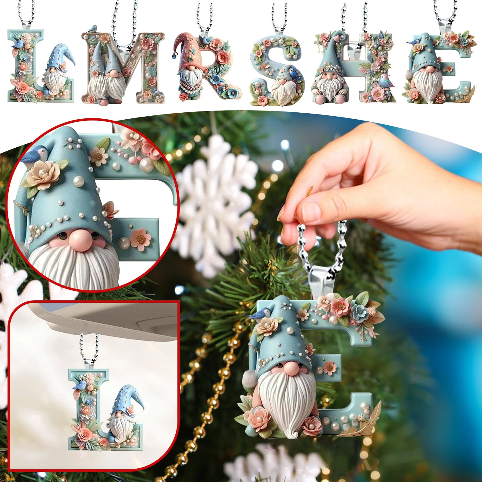 Xiwaer 2D Plane Christmas Acrylic Dwarf Letter Christmas Tree Pendant C ...