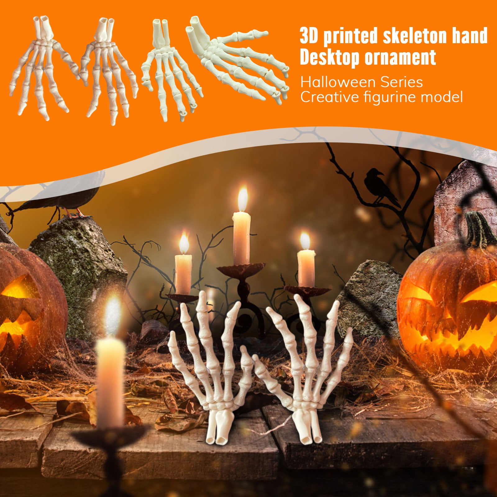 Xiwaer 3D Printed Skeleton Hand Pendant Halloween Series Creative Hand ...