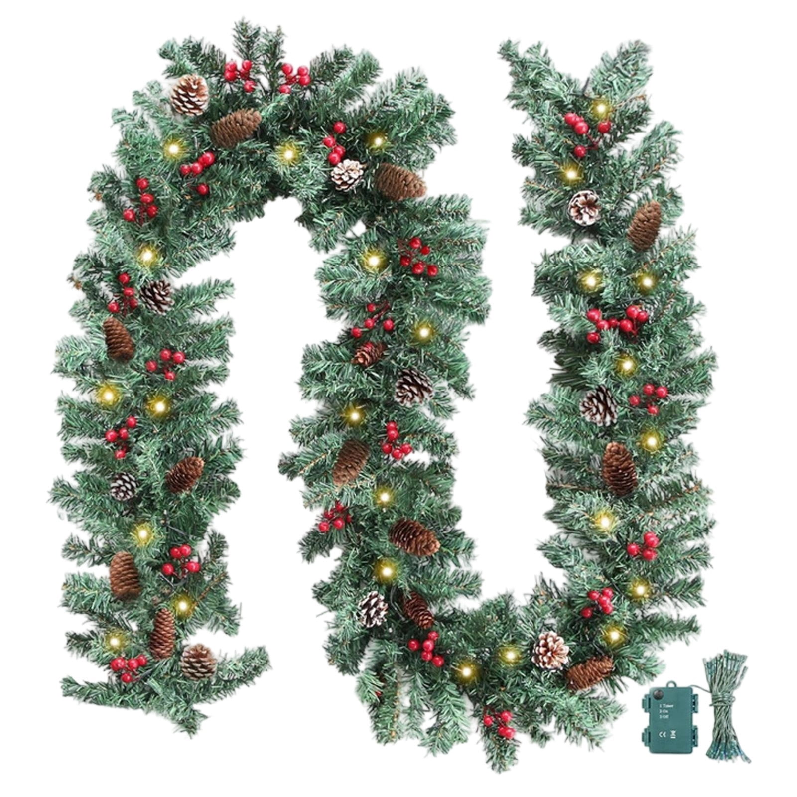 Xiwaer 9 Foot Prelit Artificial Christmas Garlands With 50 Lights ...