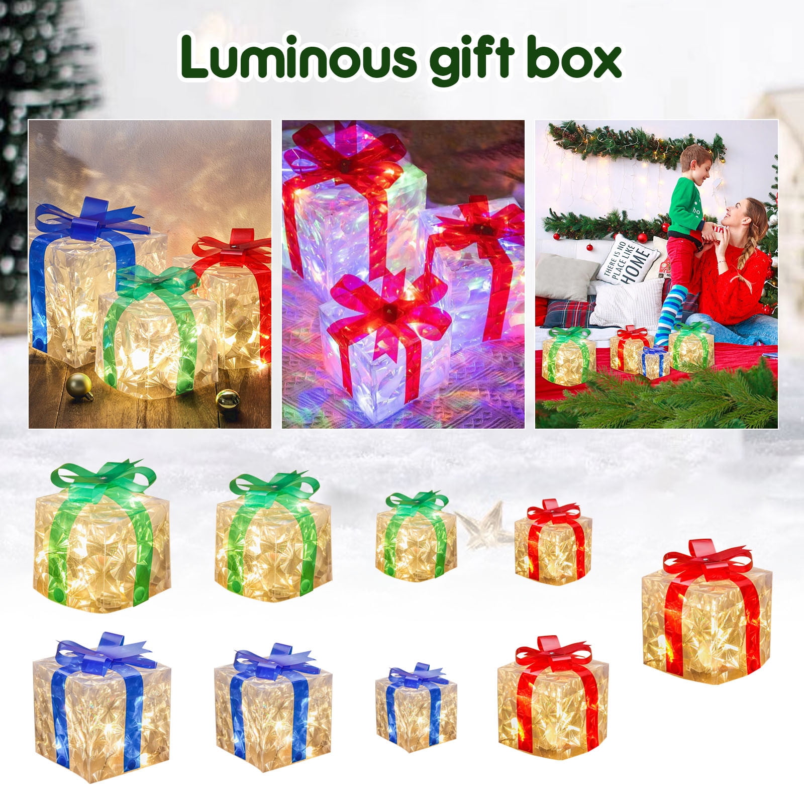 Xiwaer Christmas Lighted Gift Boxes, Christmas Decorations Indoor ...