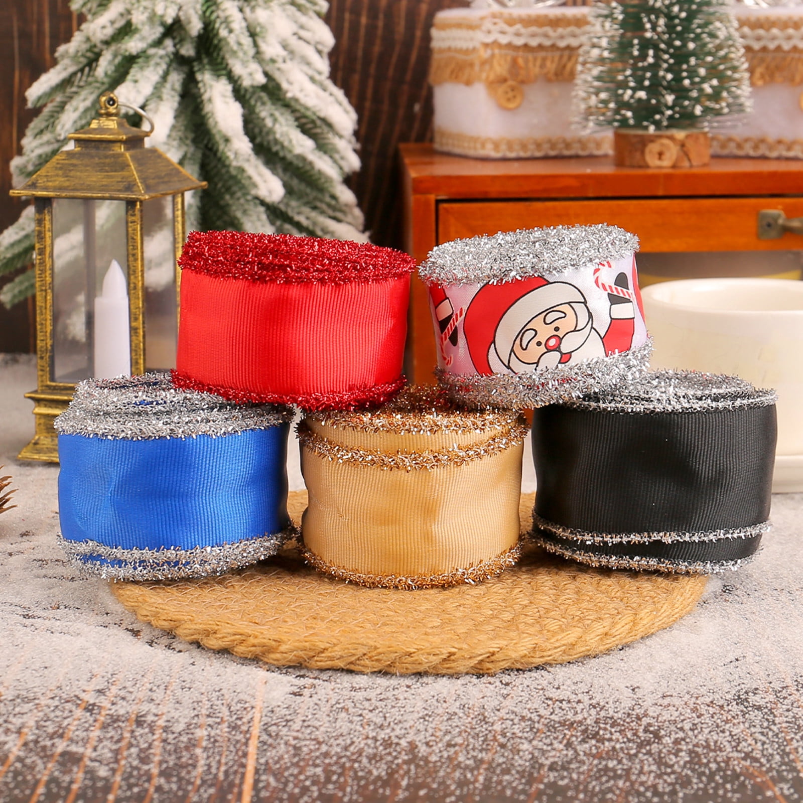 Xiwaer Christmas Polyester Ribbon Garland Material DIY Ribbon Edging ...
