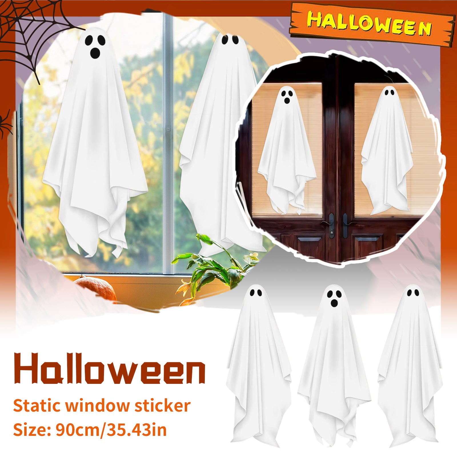 Xiwaer Extra Large Halloween Window Clings Ghosts Silhouette Window ...