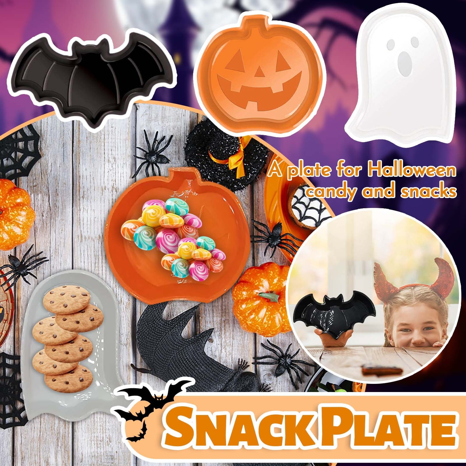 Xiwaer Halloween Spooky Candy Tray Decorative Tray Fruit Tray Children ...