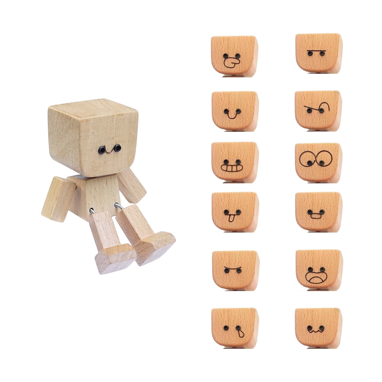 Xiwaer Shaking Wooden Man Figurine,Charming Little Wooden Figure That ...