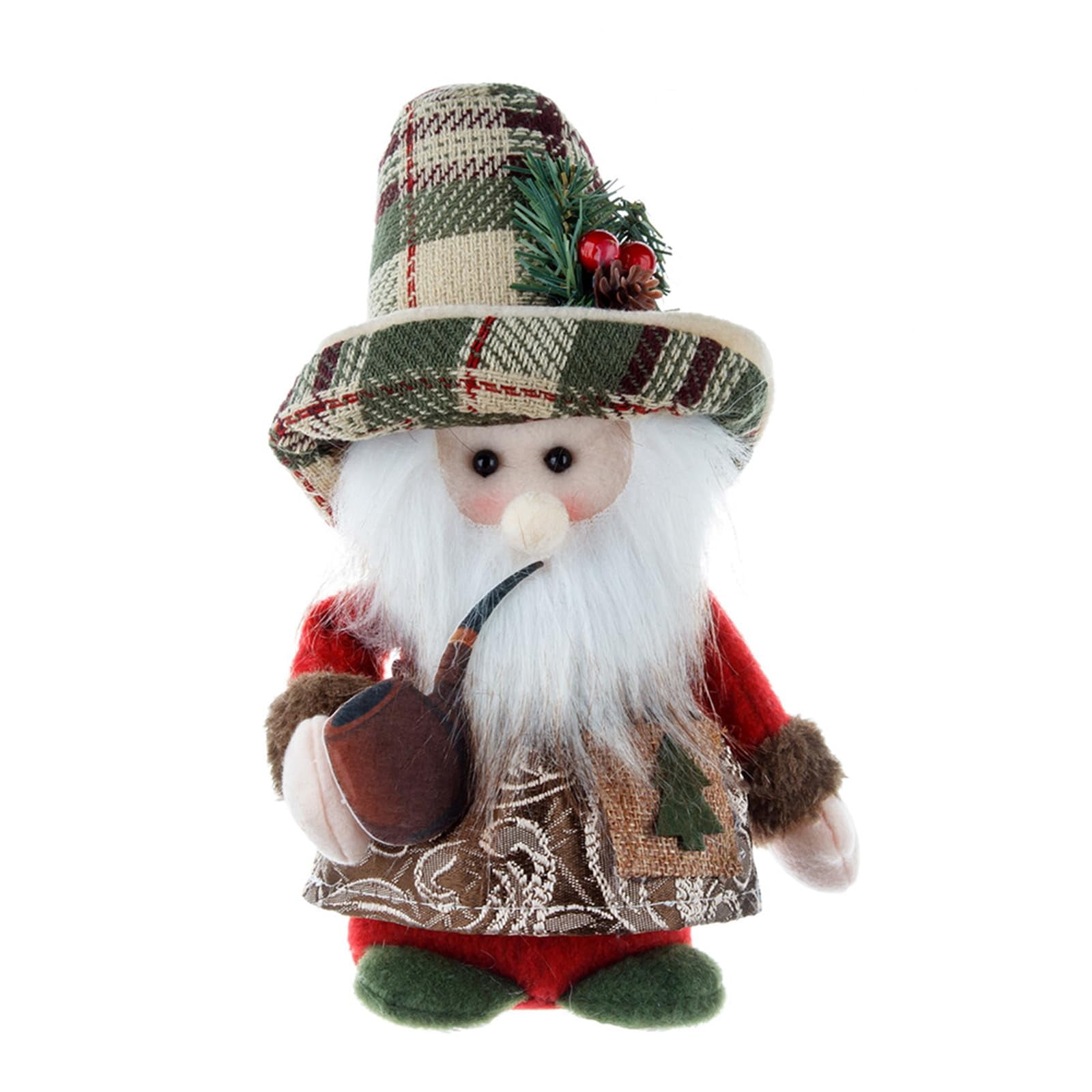 Xiwaer Vintage Checkered Hat Santa And Snowman Plush Dolls Figurines ...