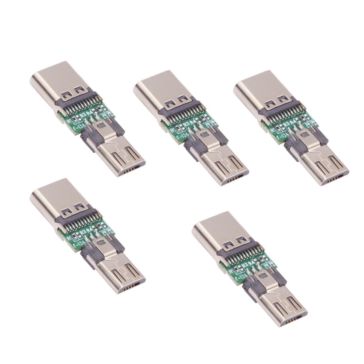 Xiwai 5pcs/lot Micro USB 2.0 5Pin Male Connector to USB Type-C Female ...