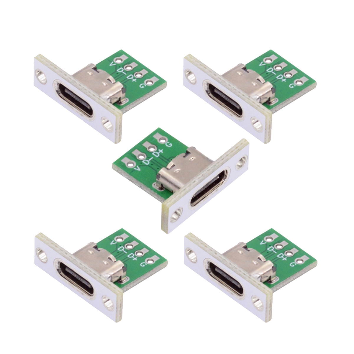 Xiwai 5pcs/set DIY OEM Type C Female Socket Connector Panel Mount Type ...
