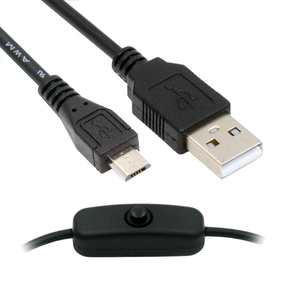 Xiwai Micro USB2.0 to Type-A Cable with On Off Power Switch Button ...