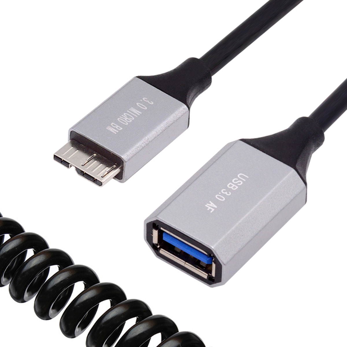 Xiwai Micro-USB3.0 Male Host to USB3.0-A Female OTG Stretch Coiled ...