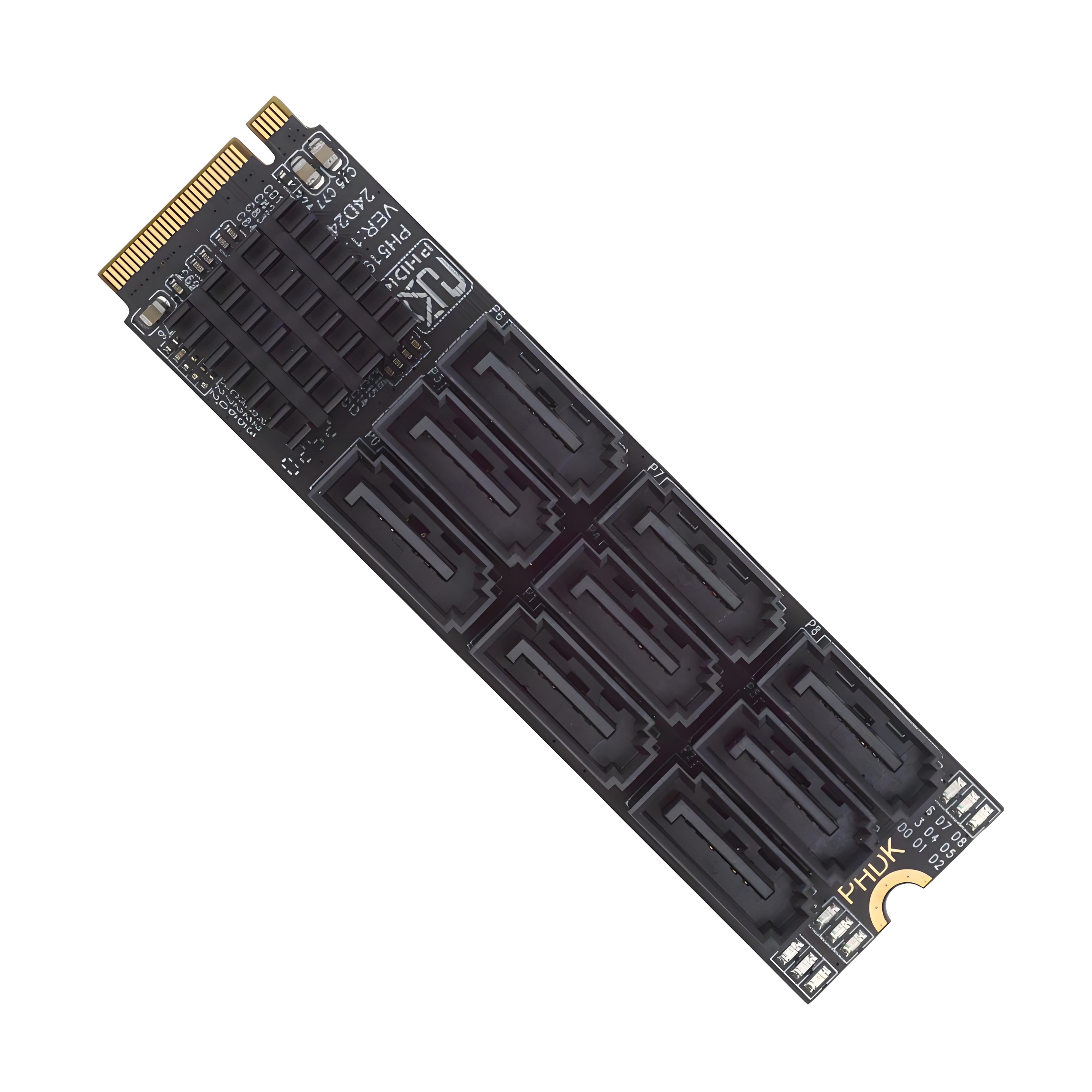 Xiwai NGFF NVME M-Key PCI Express M.2 to 9 Ports SATA 3.0 6Gbps Adapter ...