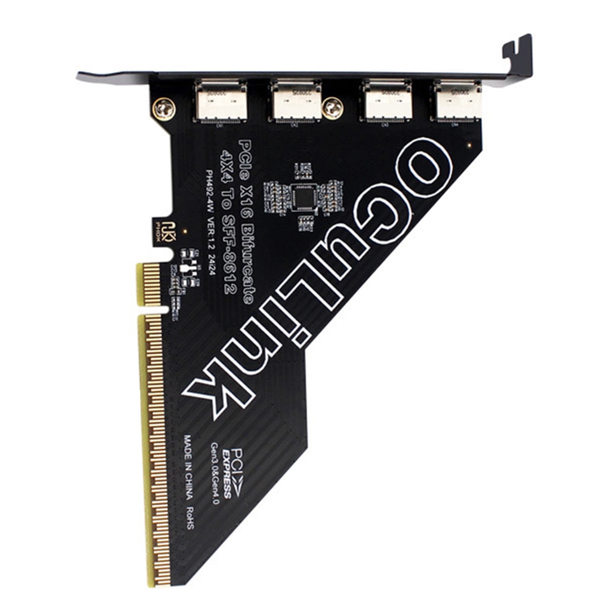 Xiwai PCI-Express 4.0 PCIE 16x Detachable to Four Oculink SFF-8612 SFF ...