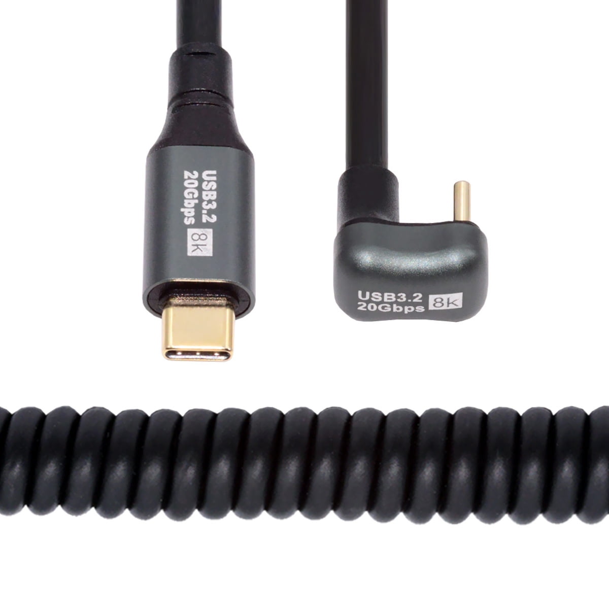 Xiwai Stretch Coiled USB-C USB4 Cable 20Gbps 100W 8K Type-C Opposite ...