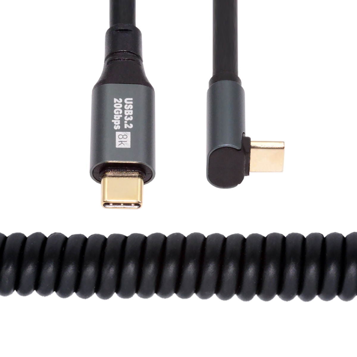 Xiwai Stretch Coiled USB-C USB4 Cable 20Gbps 100W 8K Type-C Up Angled ...