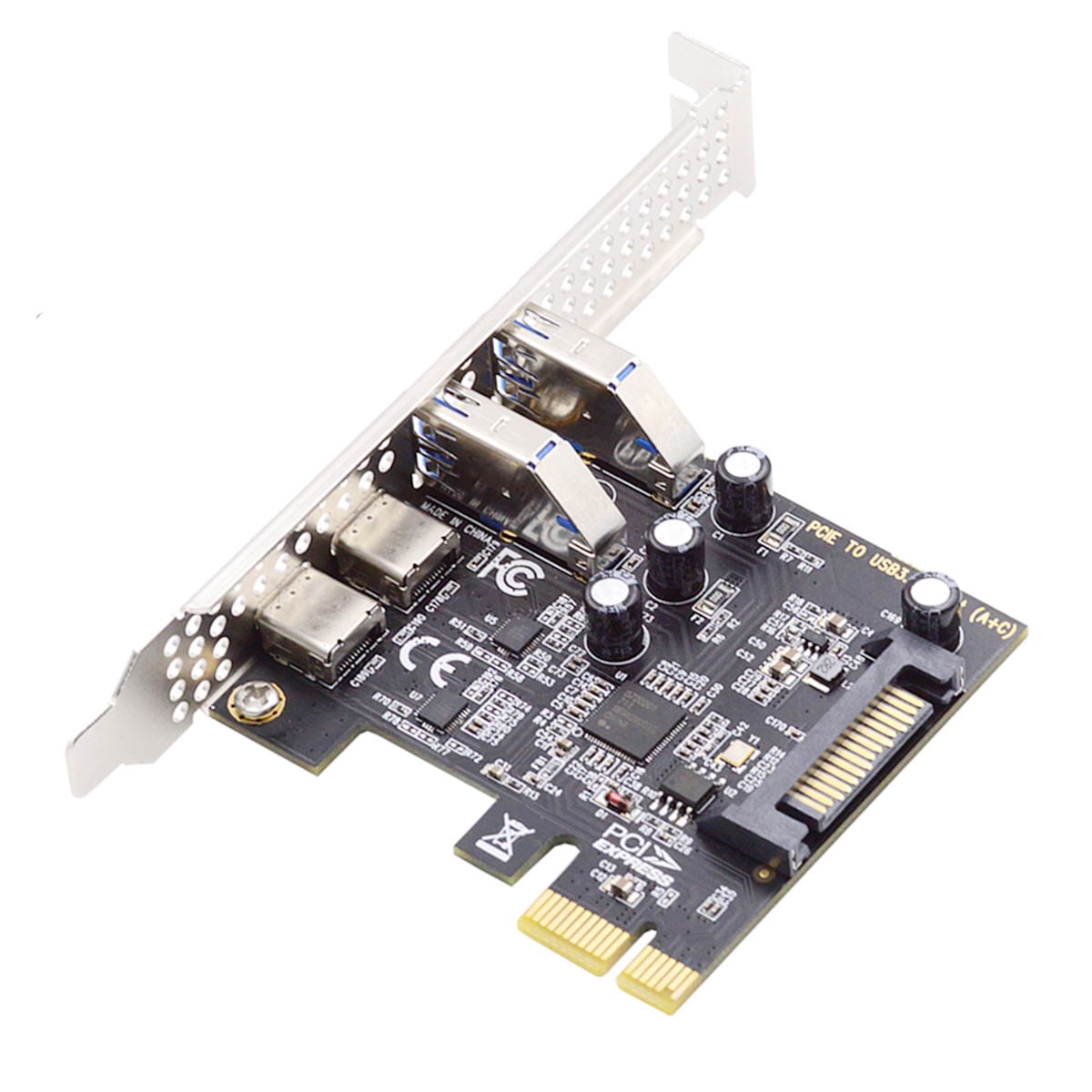 Xiwai USB3.1 Gen1 5Gbps Dual Type-A & Type-C USB-C Female to PCI-E Express 1x Card Adapter ...