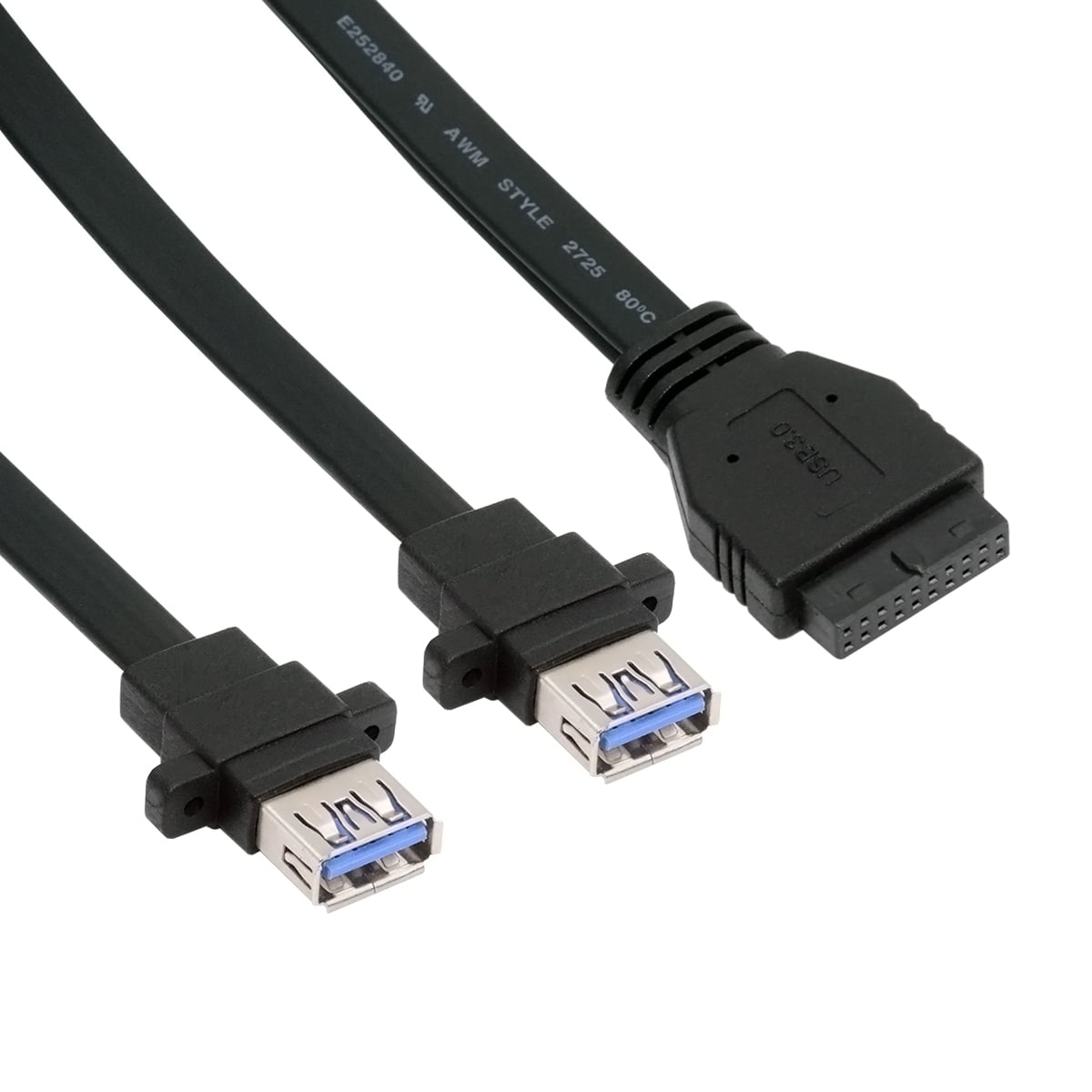 Xiwai Ultra Flat Slim Dual Port USB 3.0 Female Type-A Panel Type to ...
