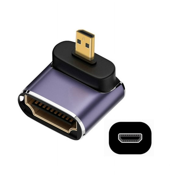 Xiwai Up Angled Micro HDMI Male to HDMI 2.1 Female UHD Extension Gold ...