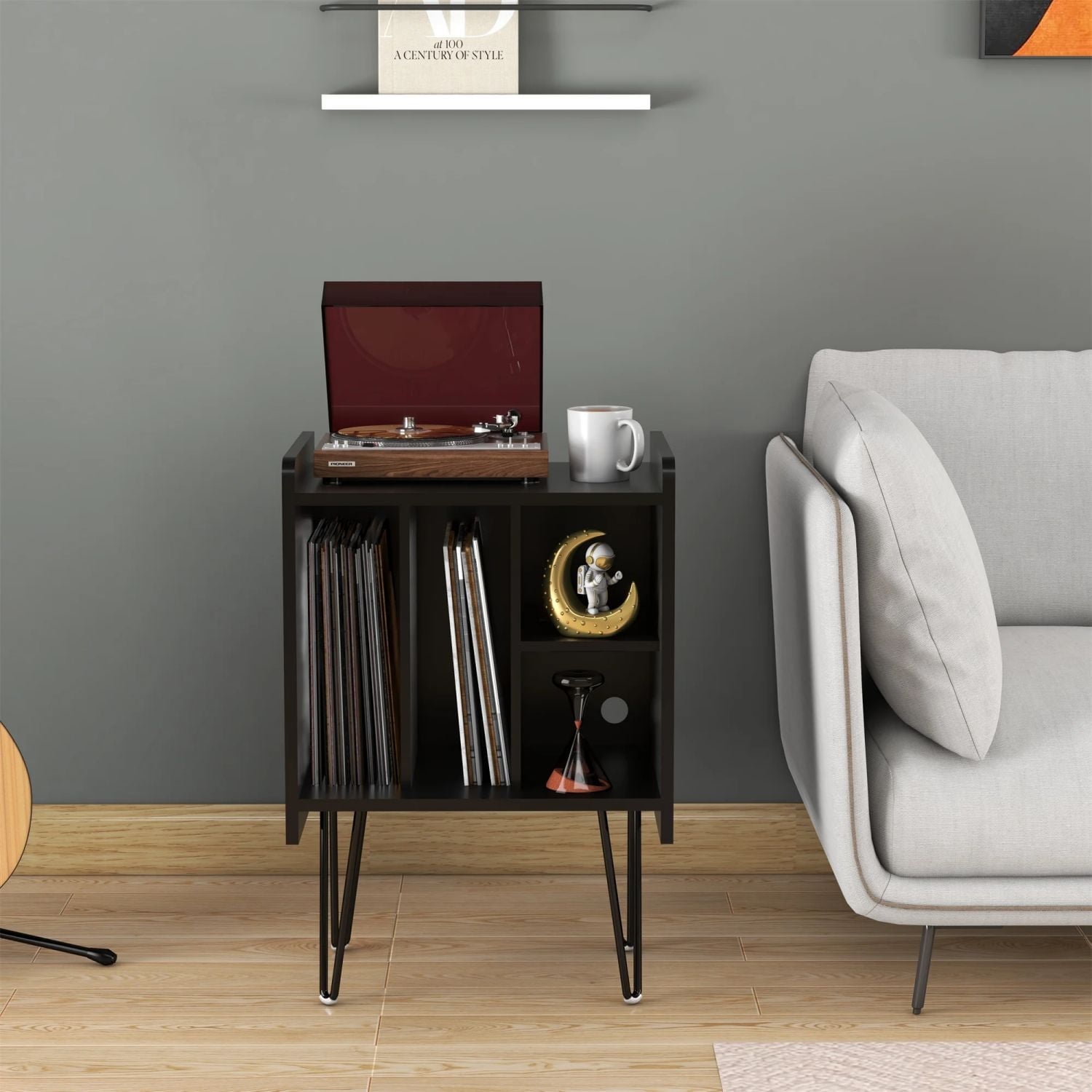 Xiweot 2-Shelf Audio Record Rack,Record Storage Cabinet 2 Floor Sliding ...