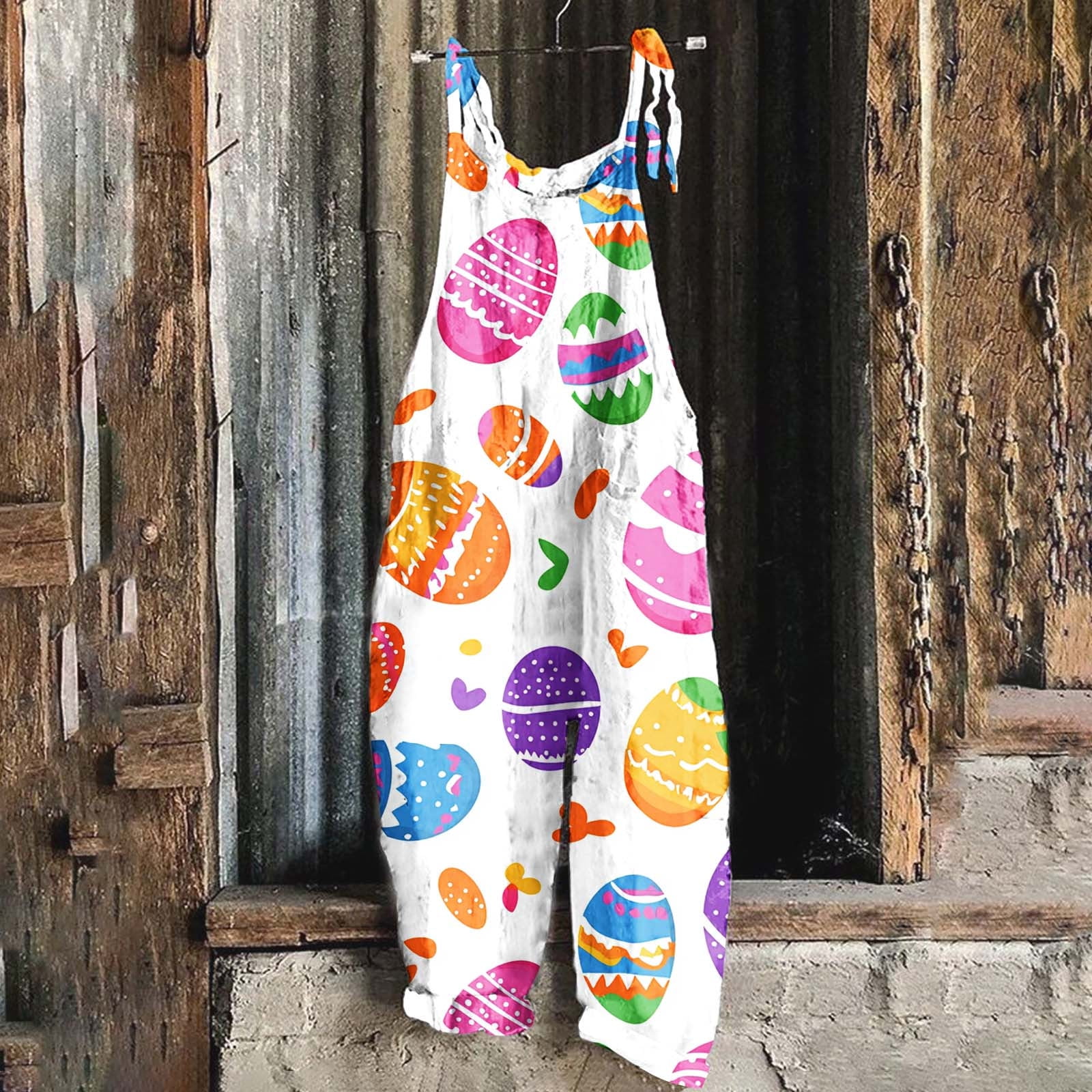 Xixinqiwan Easter Outfits for Women Jumpsuit Pants,Baggy Linen ...
