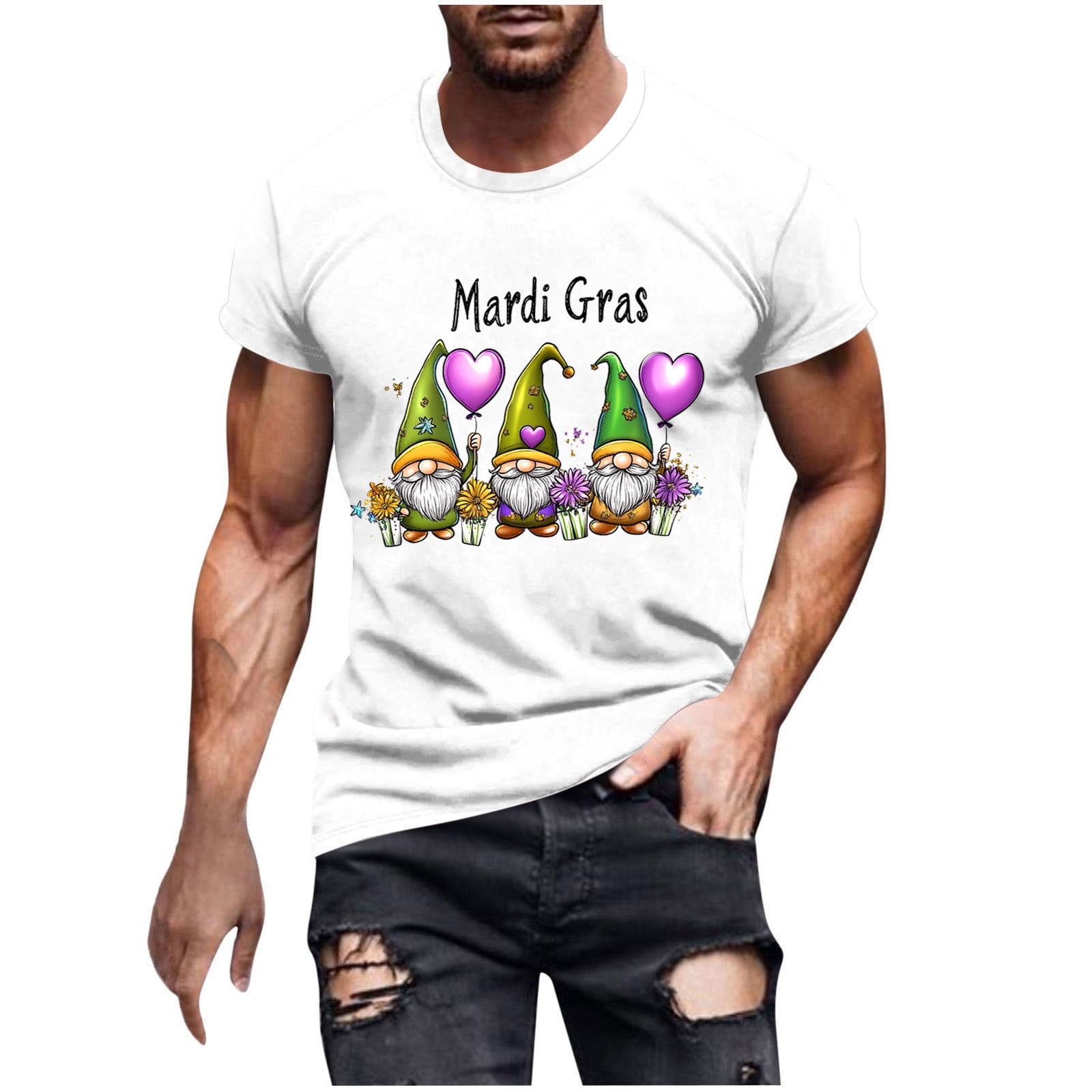 Xixinqiwan Happy Mardi Gras Shirt for Men,Mardi Gras Mask Crazy Carnival Party Tshirt Causal ...