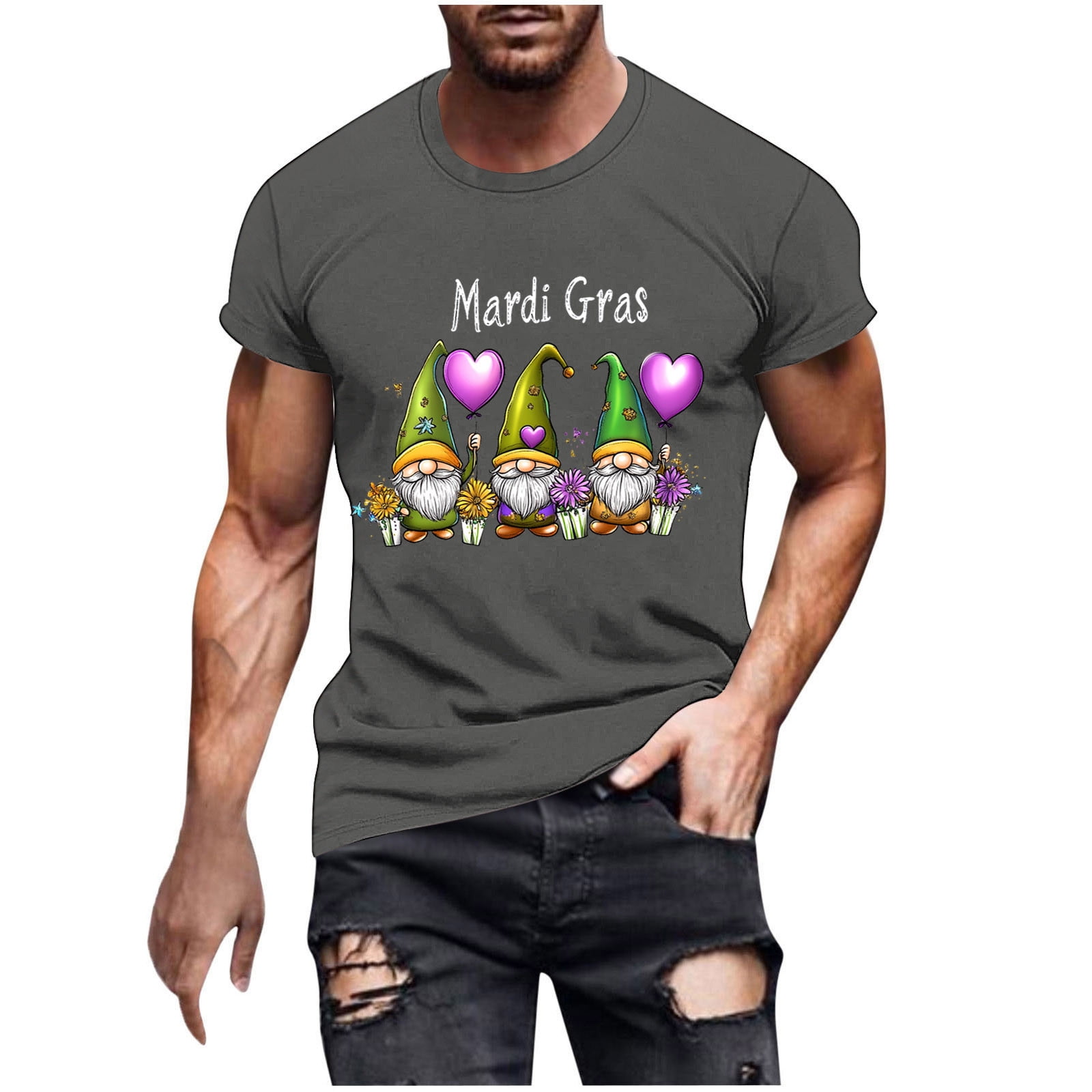 Xixinqiwan Happy Mardi Gras Shirt for Men,Mardi Gras Mask Crazy Carnival Party Tshirt Causal ...