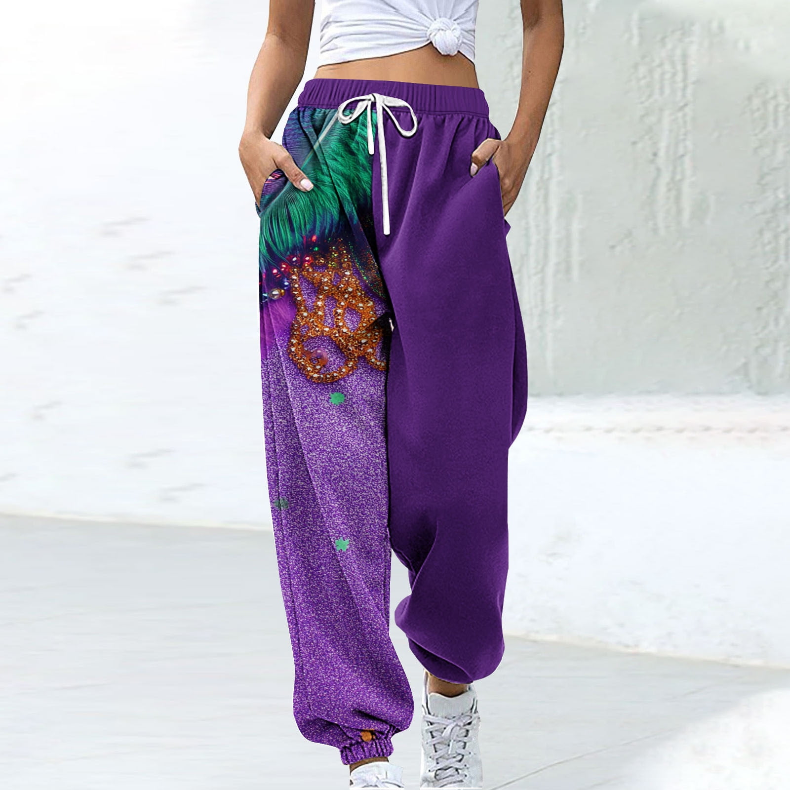 Xixinqiwan Mardi Gras Clothing for Women,Womens Wide Leg High Waisted ...