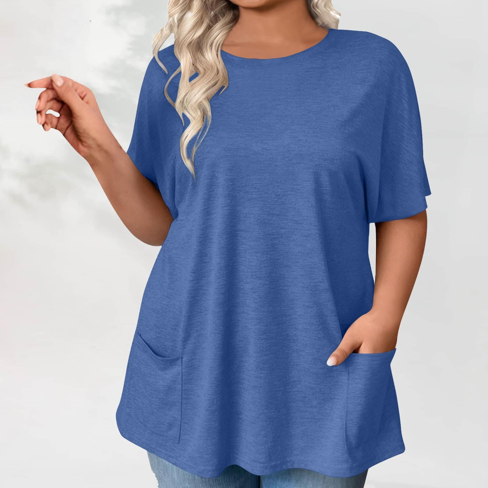 Xixinqiwan Womens Tops Clearance Under $5,Womens Plus Size Tops Short Sleeve Crew Neck T Shirts ...