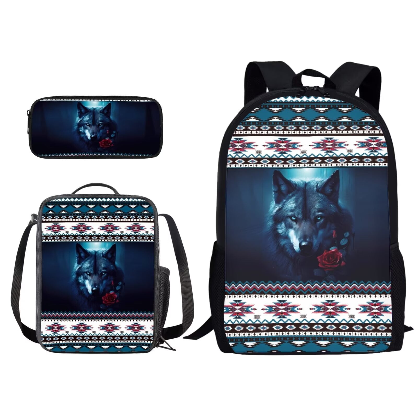 Xixirimido Aztec Tribe Wolf Pattern Kids Backpacks for School Students ...