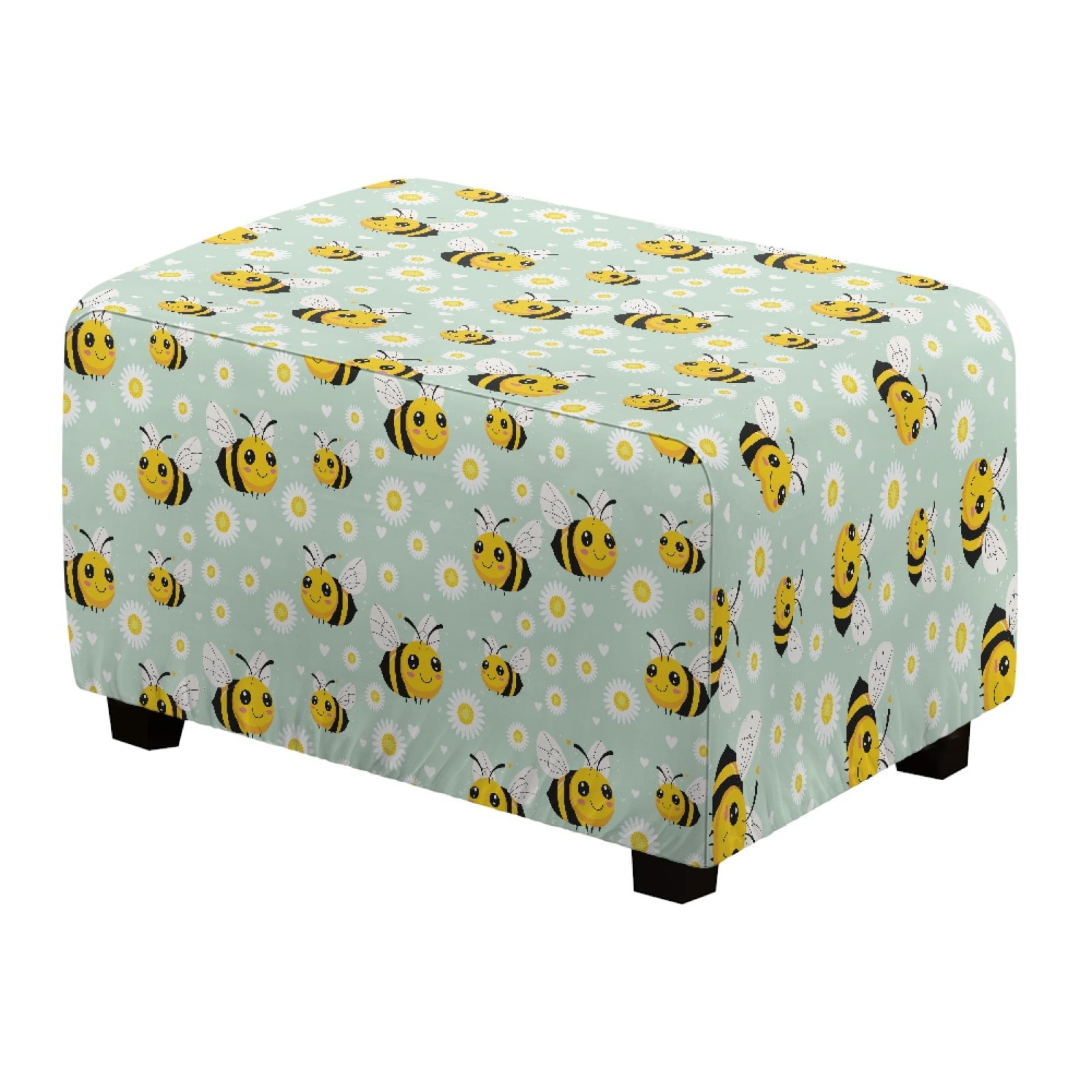 Xixirimido Bee and Daisy Flower Pattern Ottoman Cover Rectangle Storage ...