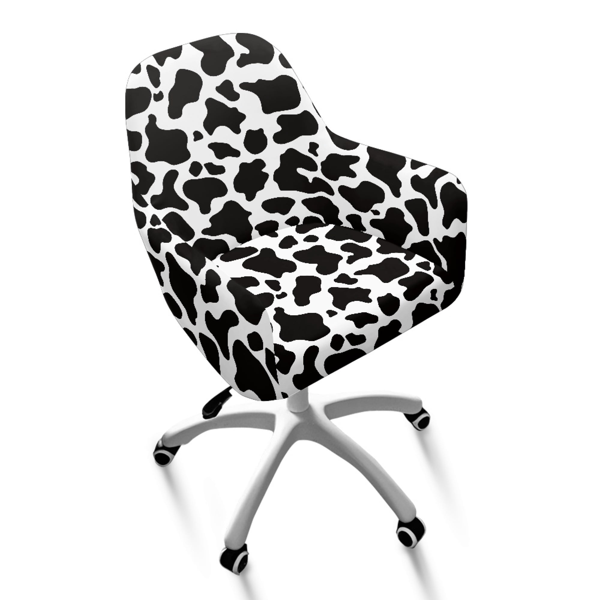 Xixirimido Black Cow Spot Cowhide Pattern Swivel Office Arm Chair ...