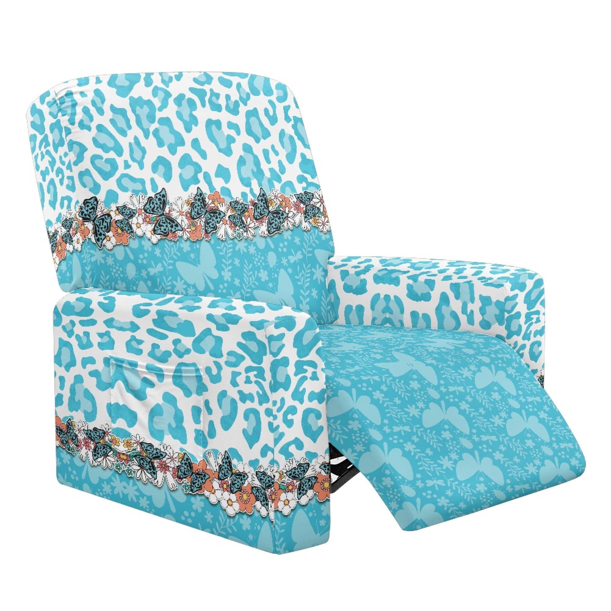 Xixirimido Blue Leopard Butterfly Pattern Recliner Slipcovers 4 Pieces ...