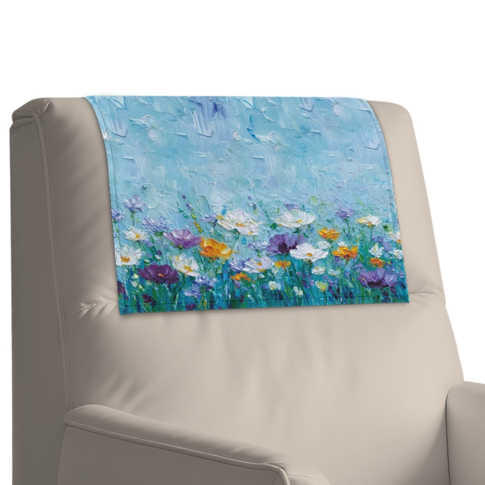 Xixirimido Blue Paint Daisy Flower Pattern Headrest Cover for Recliner ...