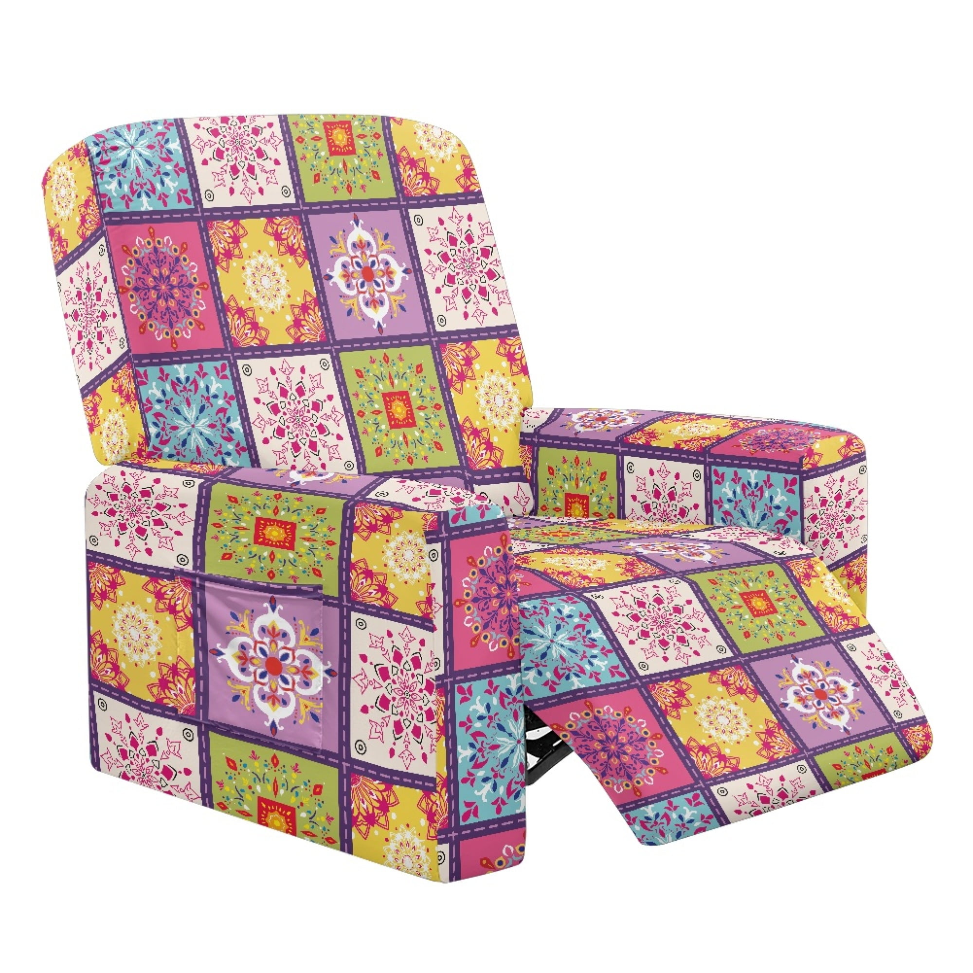Xixirimido Bohemian Floral Geometric Patchwork Pattern Recliner Cover ...