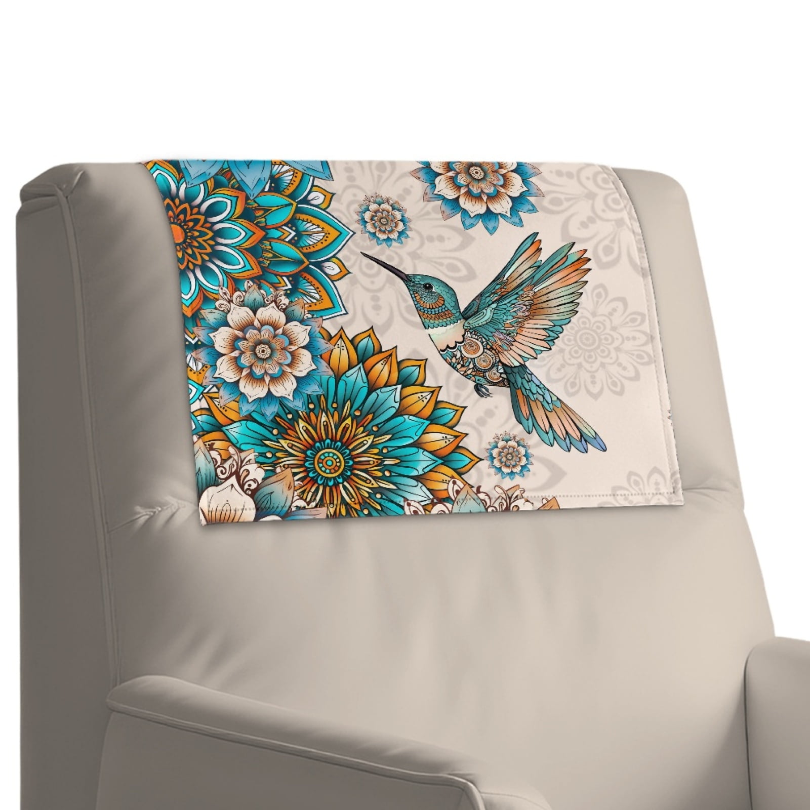 Xixirimido Boho Mandala Hummingbird Pattern Headrest Cover for Recliner ...