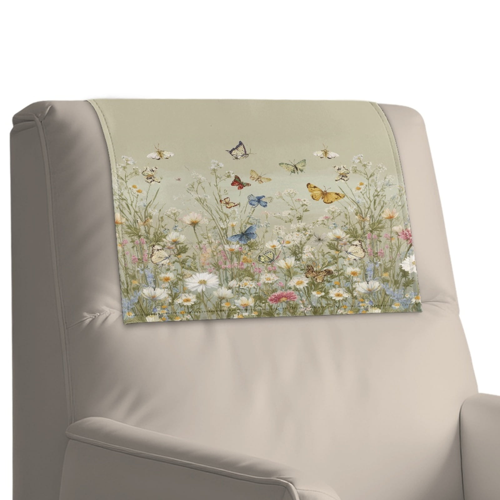 Xixirimido Butterfly Daisy Flower Green Pattern Leather Recliner ...