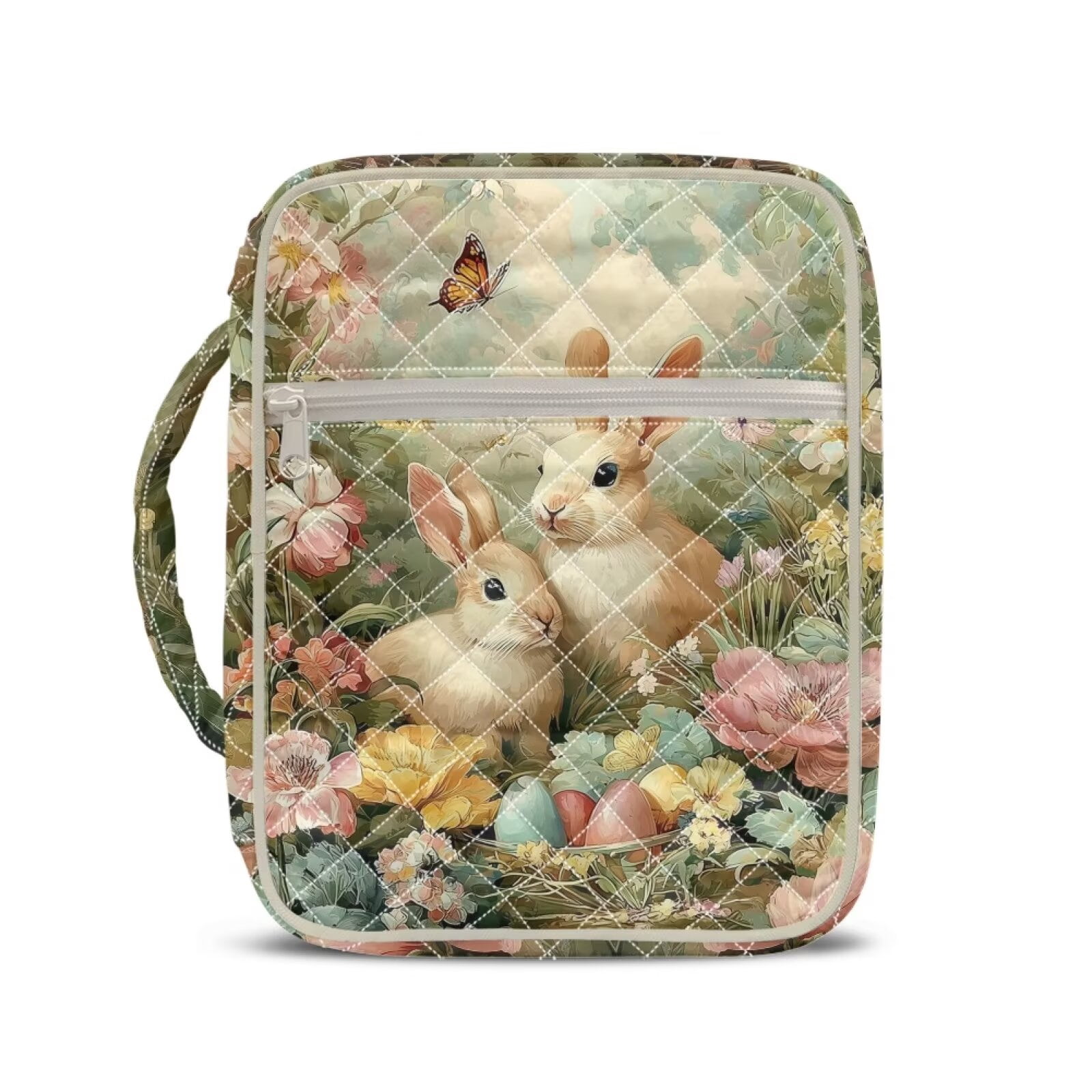 Xixirimido Butterfly Rabbits Floral Easter Eggs Print Quilted Bible ...