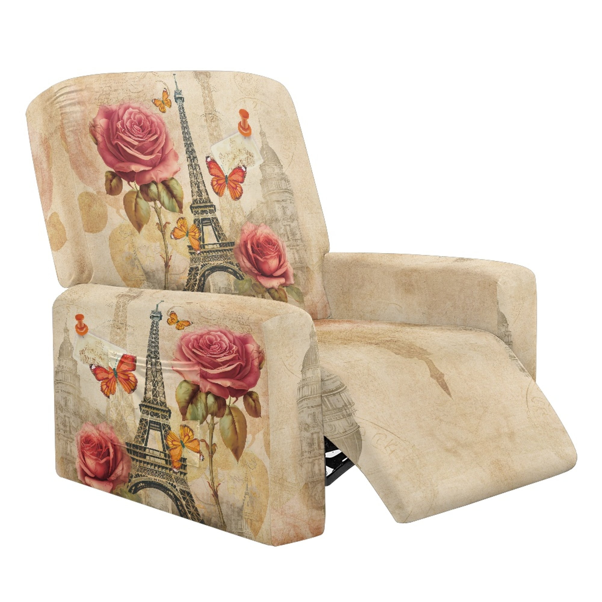 Xixirimido Butterfly Rose Tower Pattern Recliner Slipcovers 4-Pieces ...