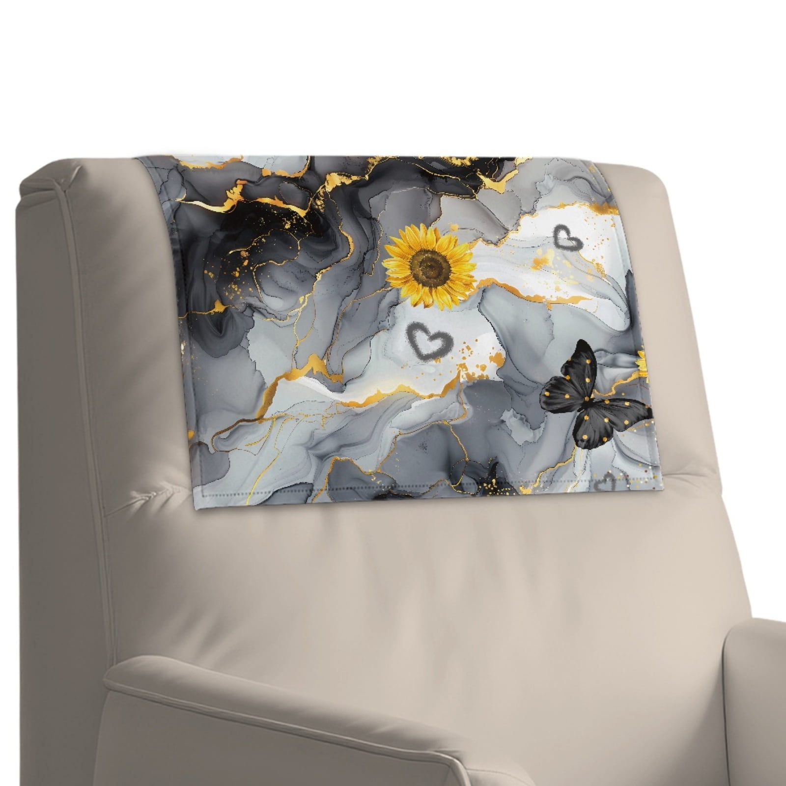 Xixirimido Butterfly Sunflower Gray Marble Pattern Headrest Cover for ...