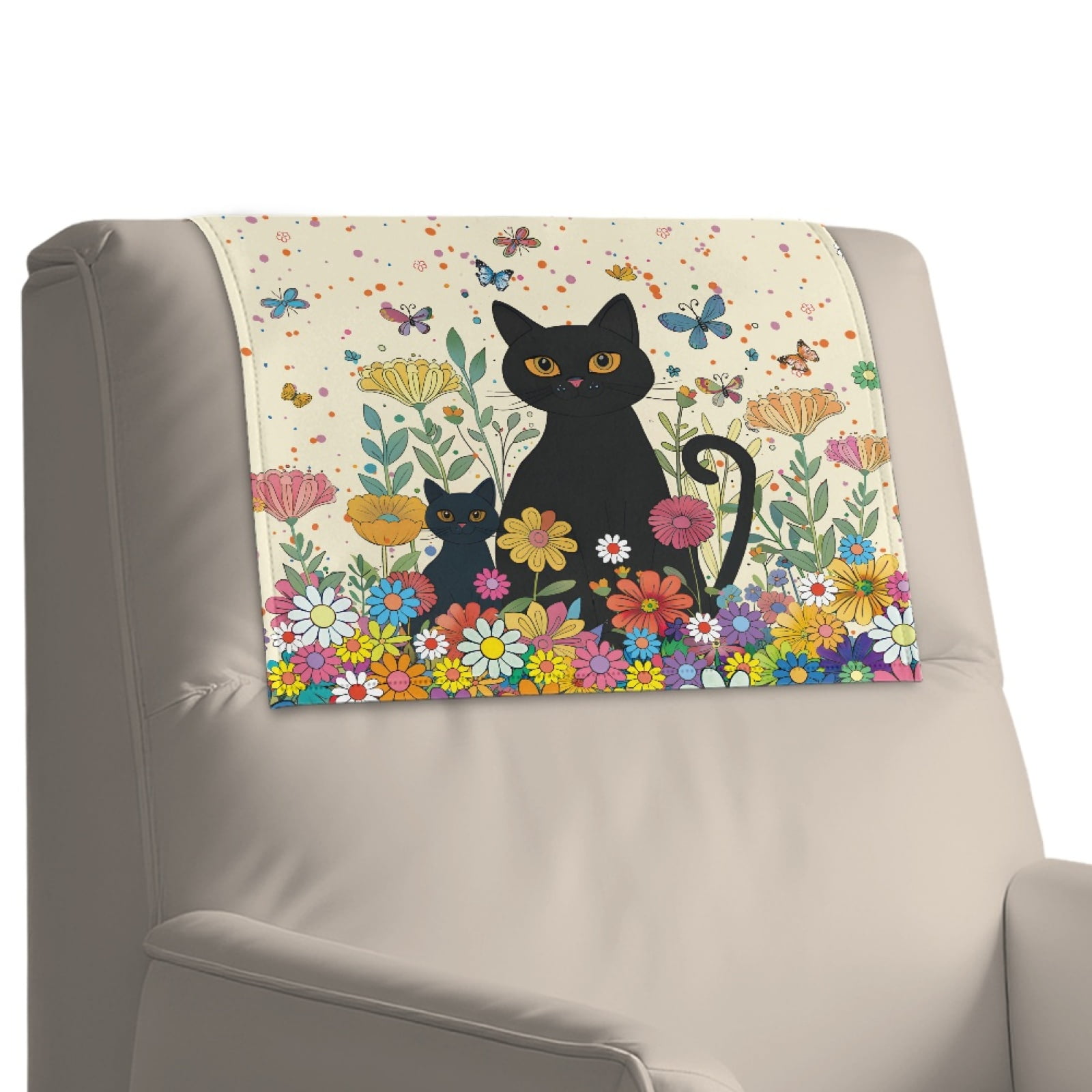 Xixirimido Cat Butterfly Colorful Daisy Print Headrest Cover for ...