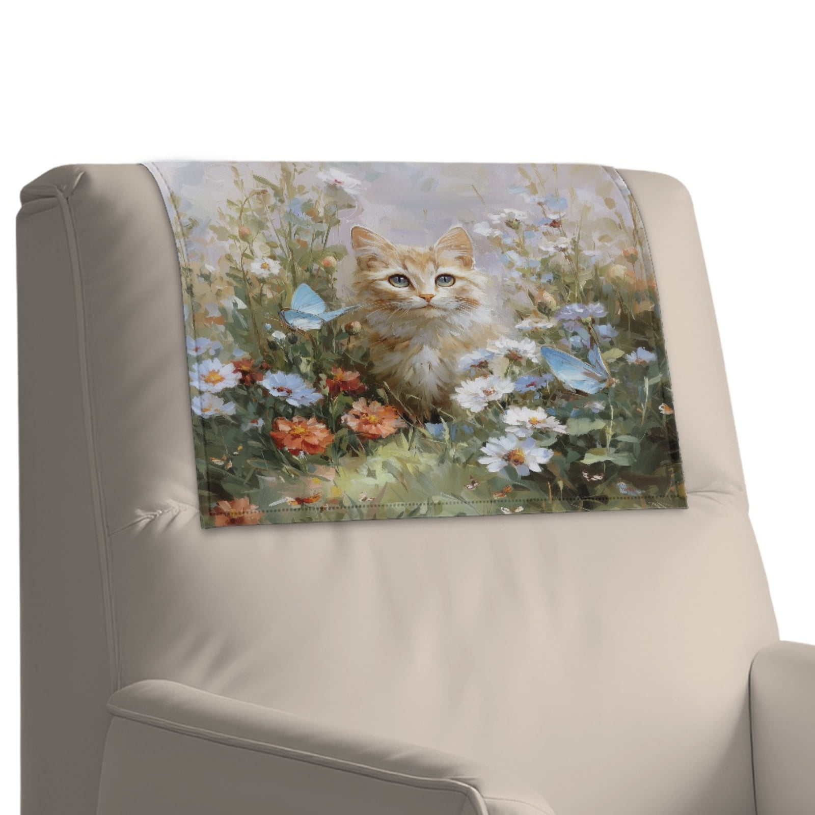 Xixirimido Cat Butterfly Daisy Flower Print Headrest Covers for ...