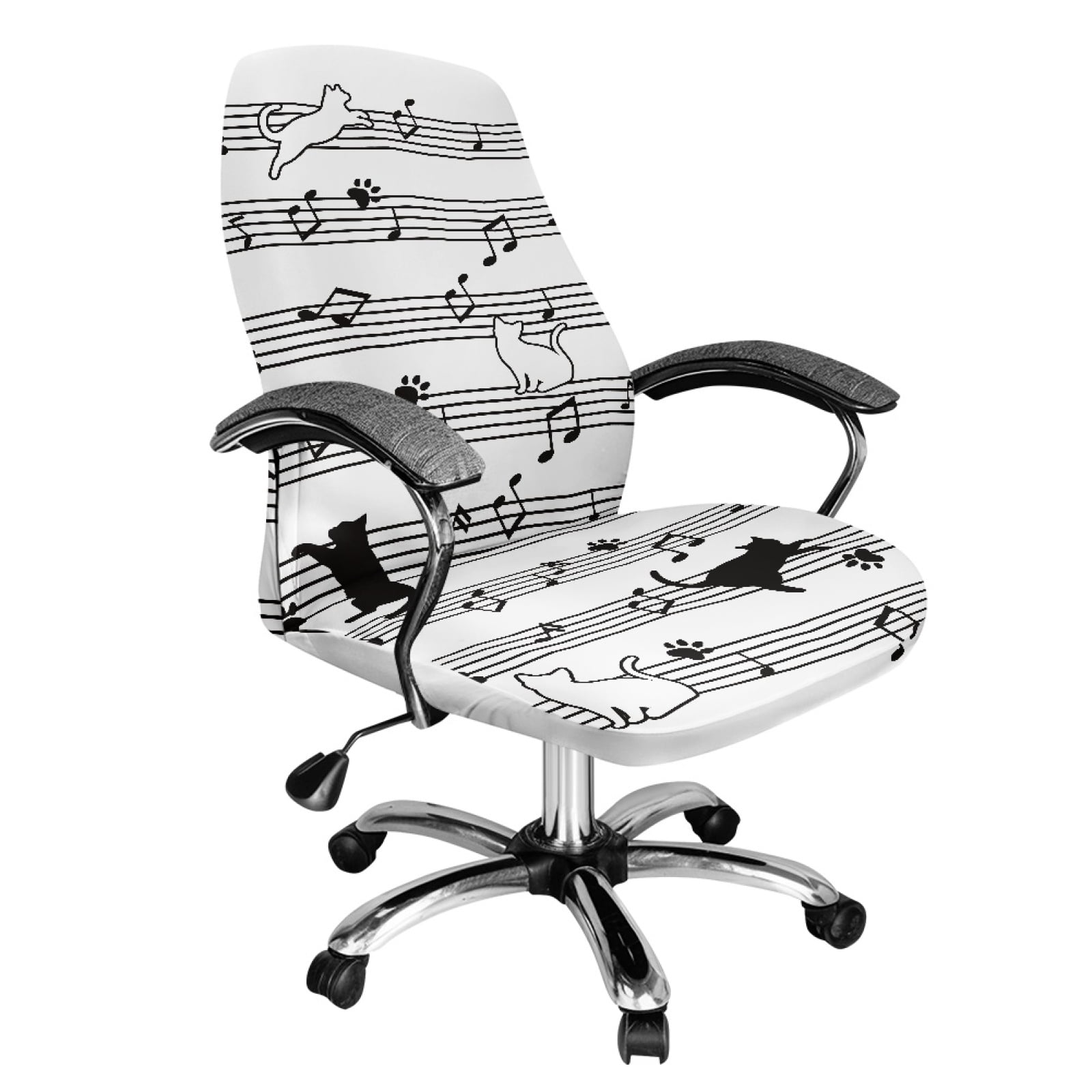 Xixirimido Cat Music Notes Pattern Office Chair Covers Stretchable ...