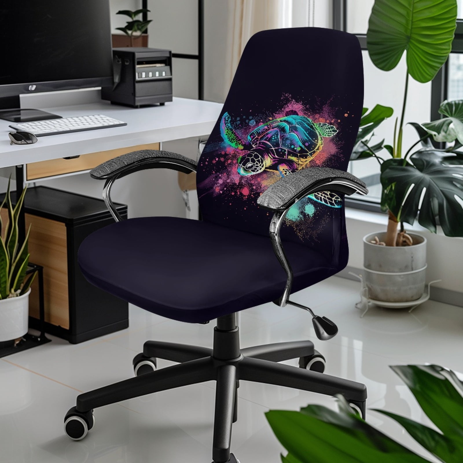 Xixirimido Colored Paint Turtle Print Office Chair Covers Stretchable ...