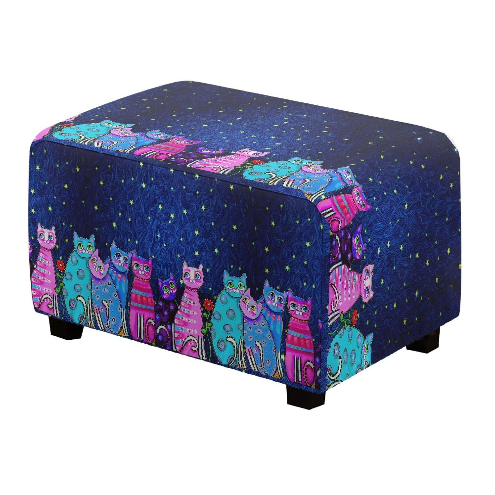 Xixirimido Cute Cats Starry Night Pattern Ottoman Cover Rectangle ...