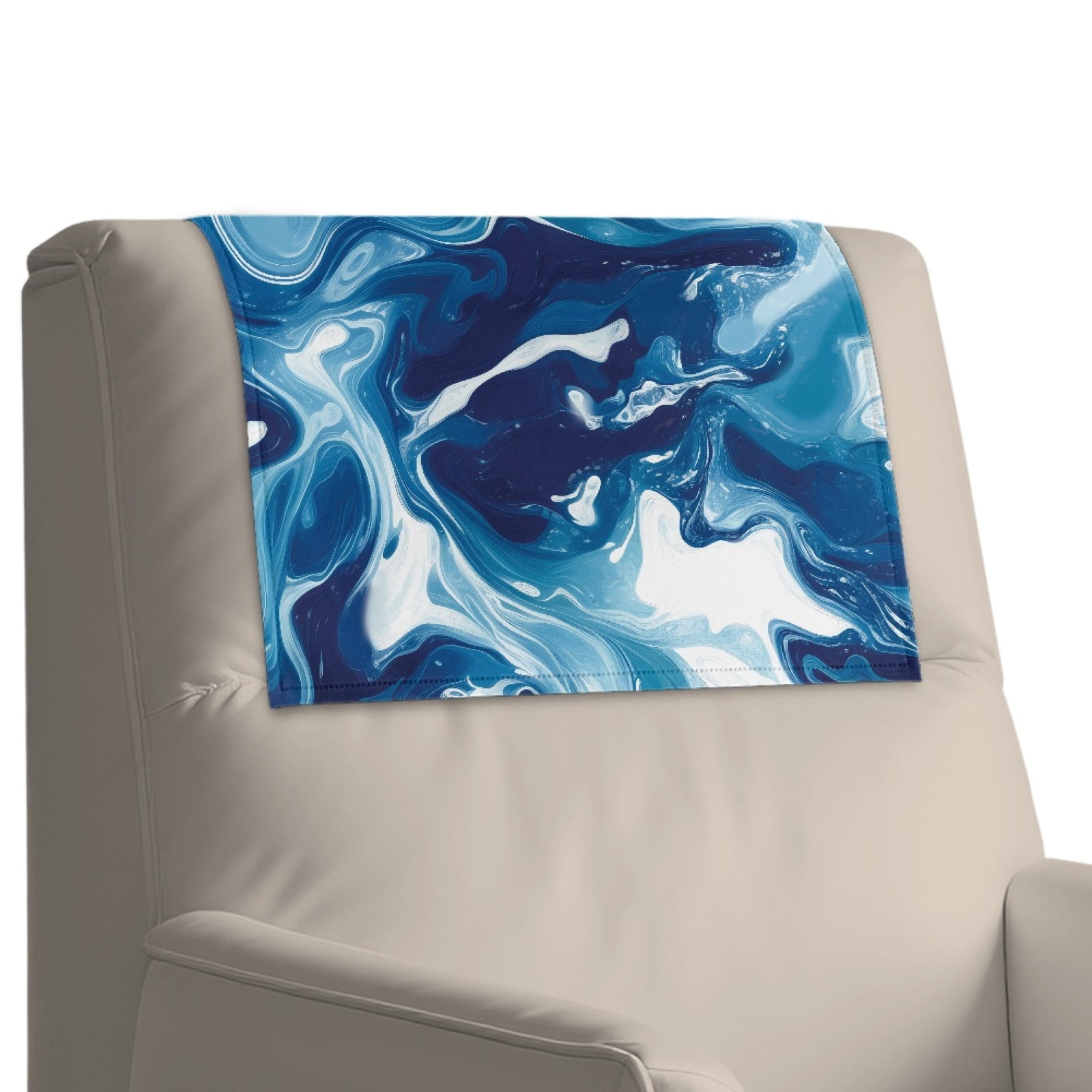 Xixirimido Dark Blue Marble Print Headrest Covers for Recliners Leather ...