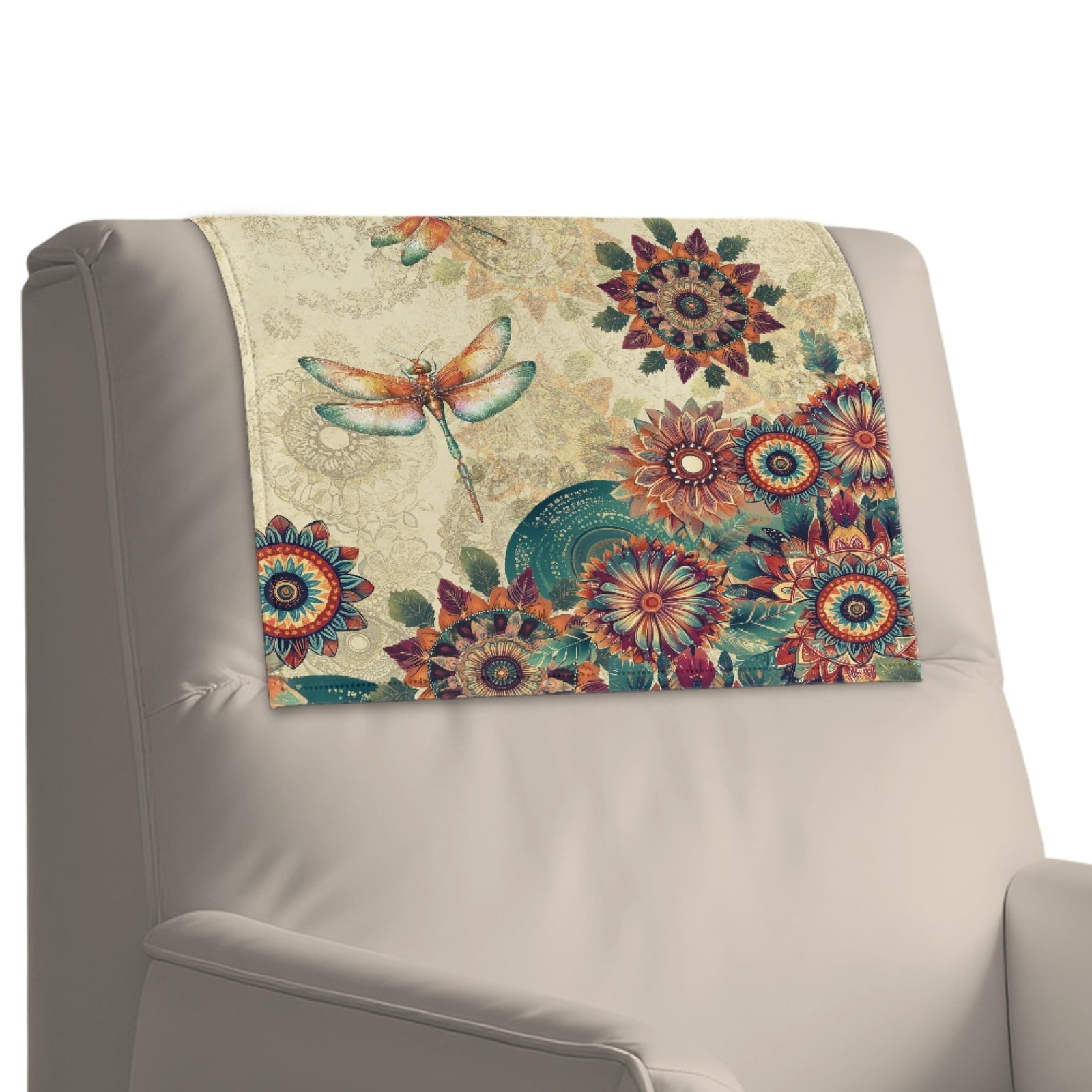 Xixirimido Dragonfly Boho Mandala Pattern Recliner Chair Covers for ...